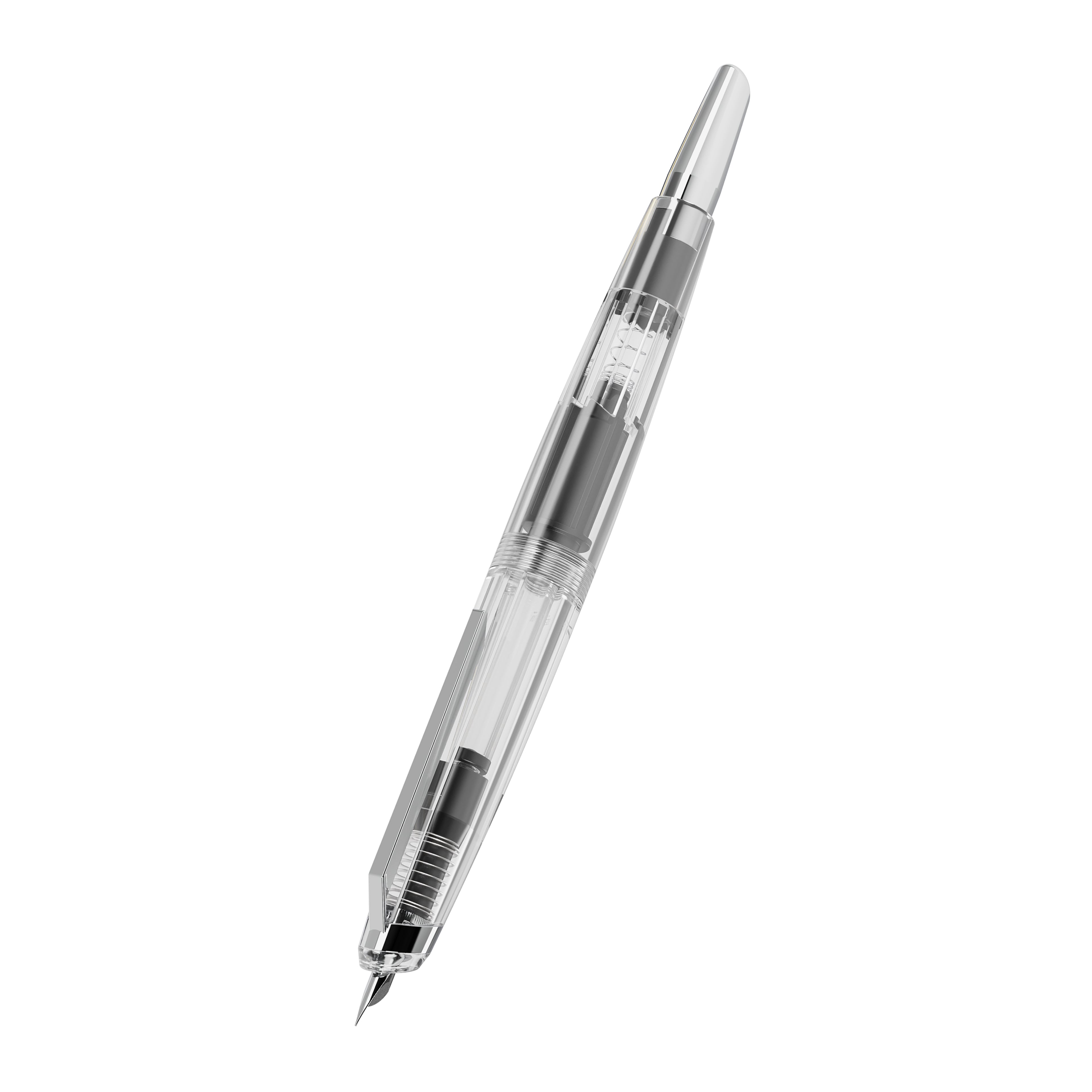 Endless Phantom Retractable Fountain Pen - Clear Chrome – Endless Works ...